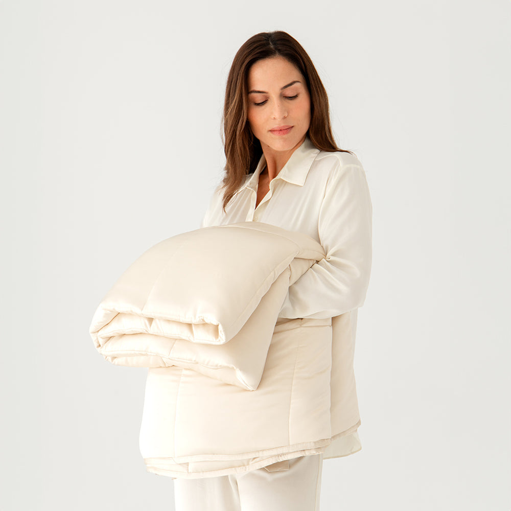 Dusty Gold Silk Weighted Blanket: Ultimate Sleep Luxury